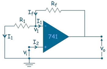 Non investing unity gain op amp amplifier